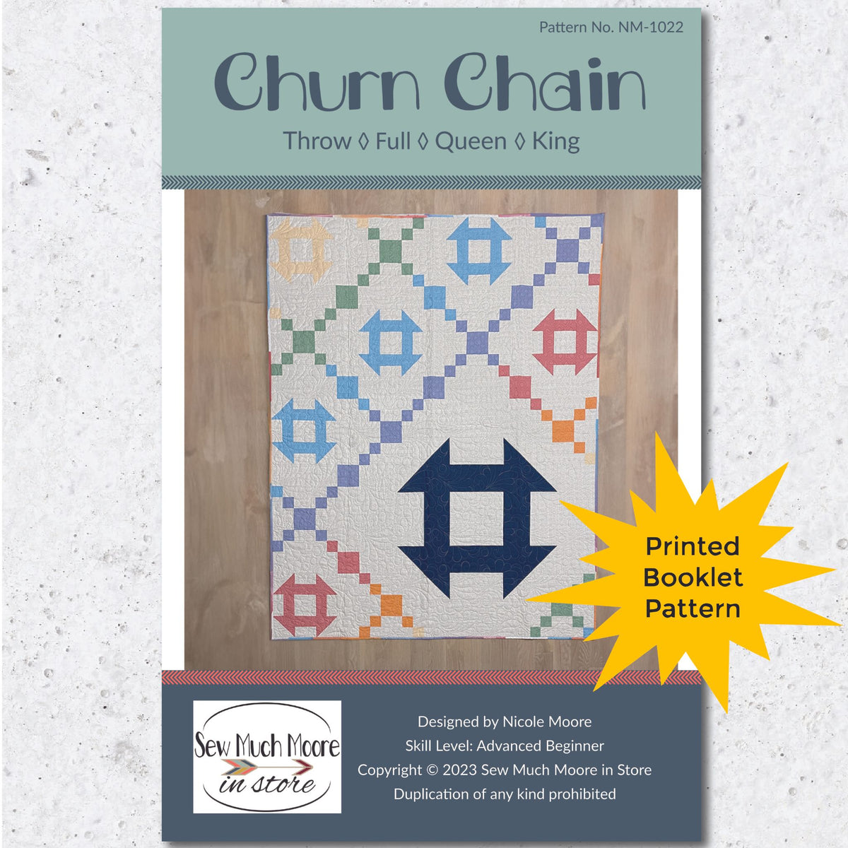 Churn Chain Quilt Pattern - Printed Pattern – Sew Much Moore