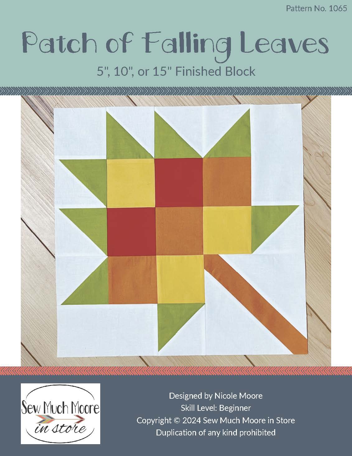 Patch of Falling Leaves Quilt Block PDF Pattern – Sew Much Moore