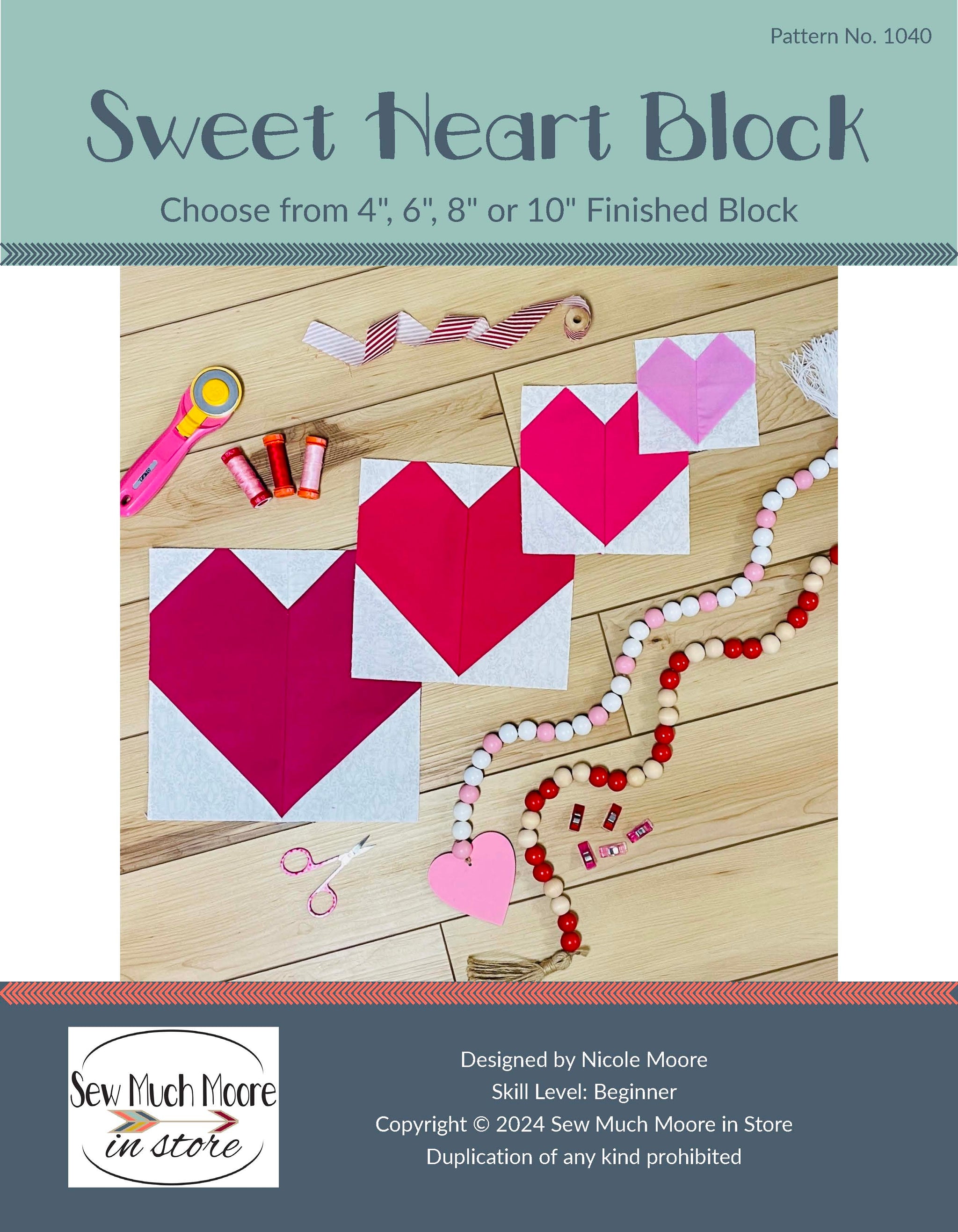 Sweet Heart Quilt Block Pattern – Sew Much Moore