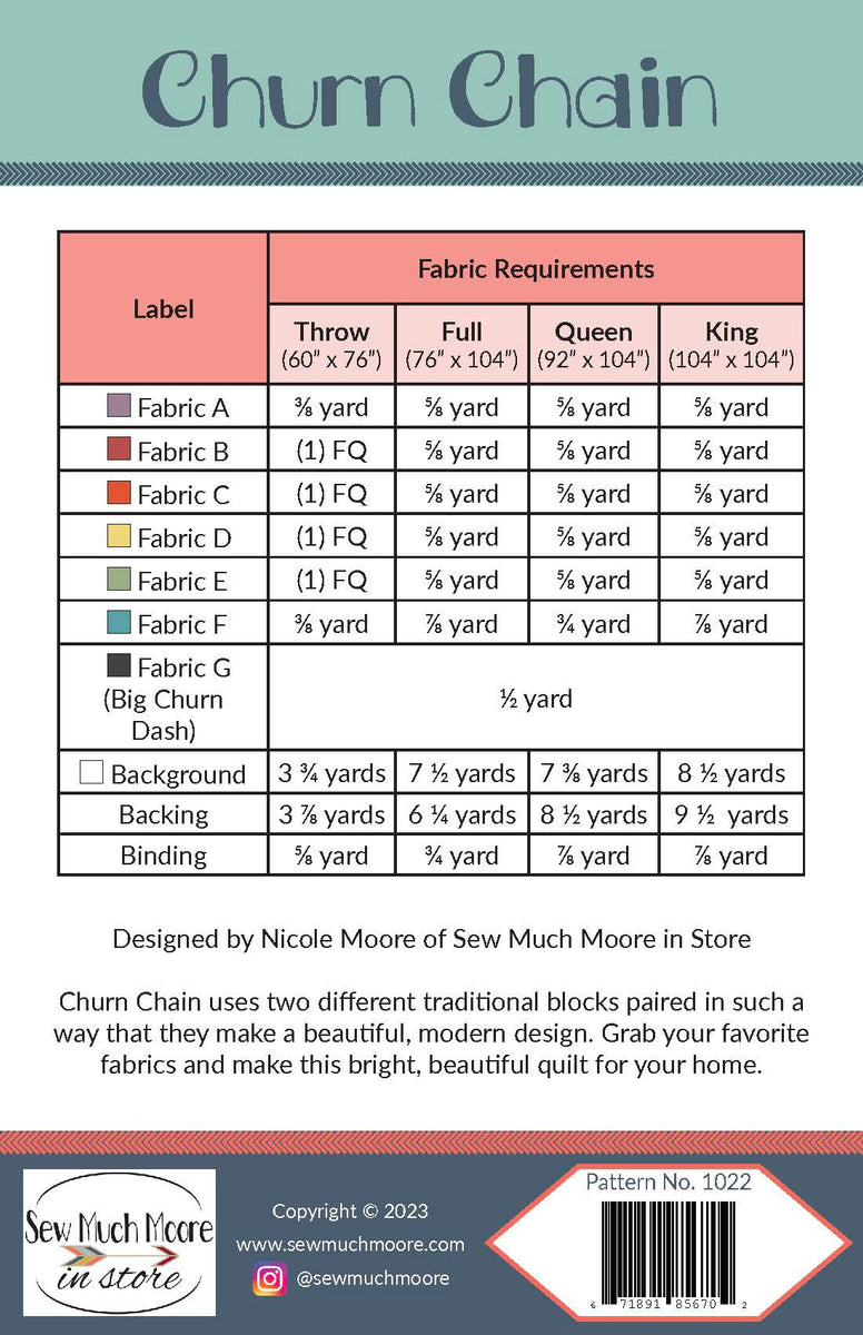 Churn Chain Quilt Pattern - PDF Pattern – Sew Much Moore